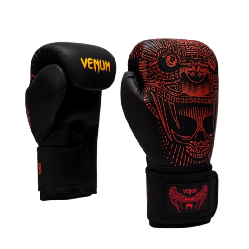 Venum Quetzal Fury Boxing Gloves, Black/Fury Red/Tangerine