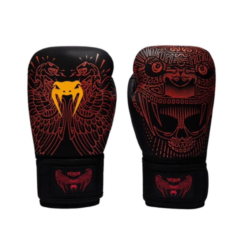 Venum Quetzal Fury Boxing Gloves, Black/Fury Red/Tangerine