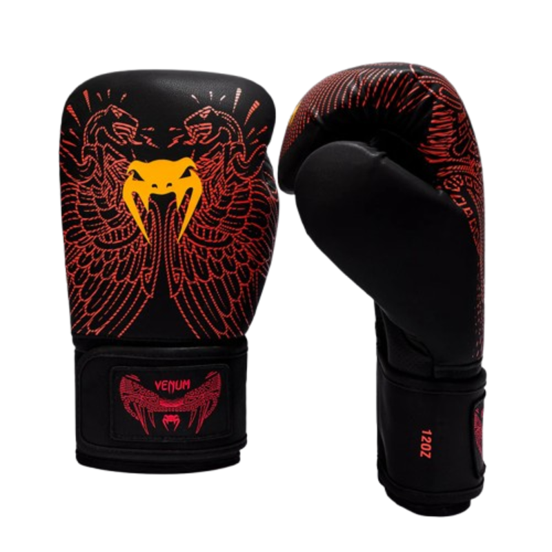 Venum Quetzal Fury Boxing Gloves, Black/Fury Red/Tangerine